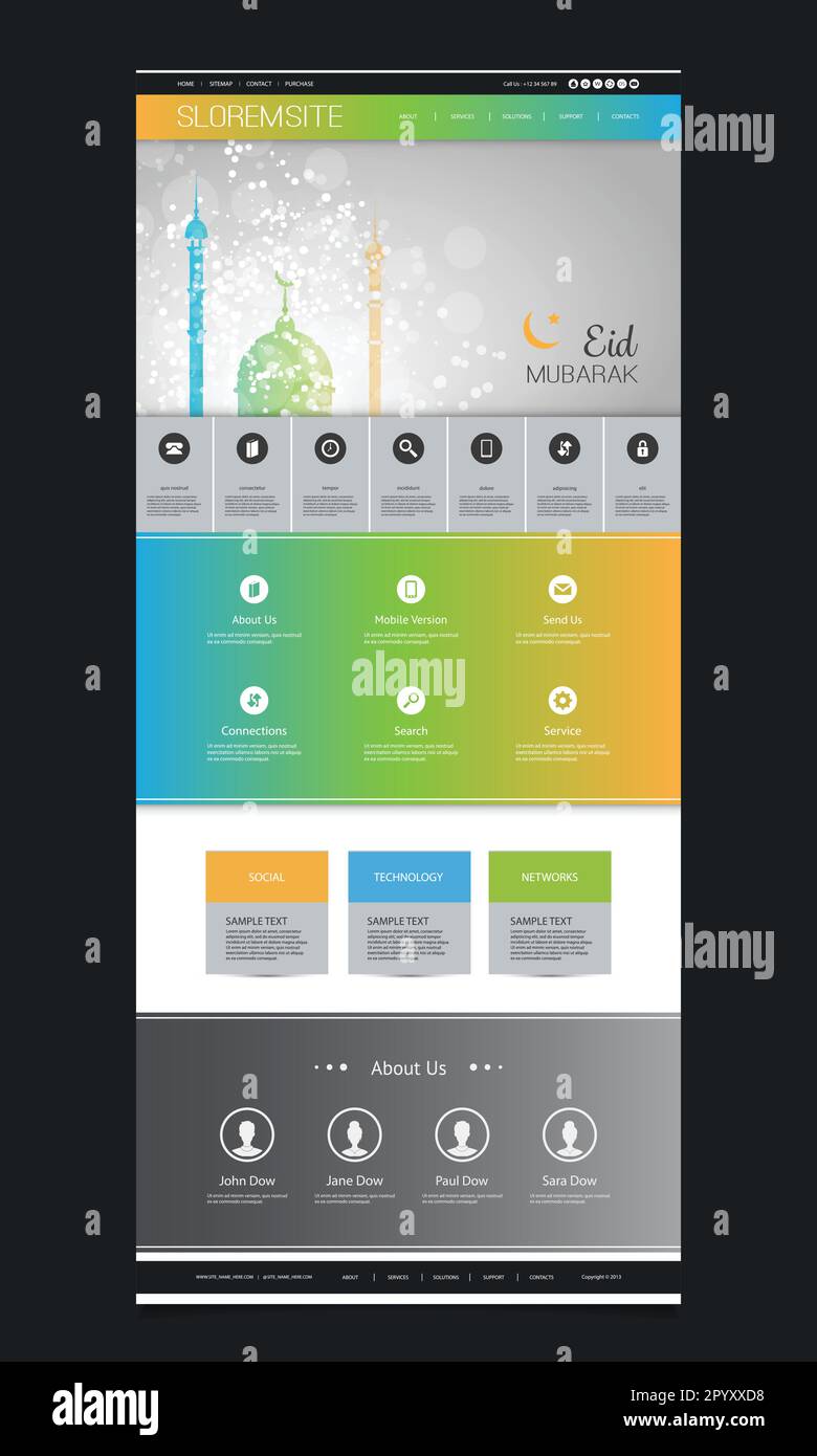 Website Template Design - Eid Mubarak Theme Stock Vector Image & Art - Alamy