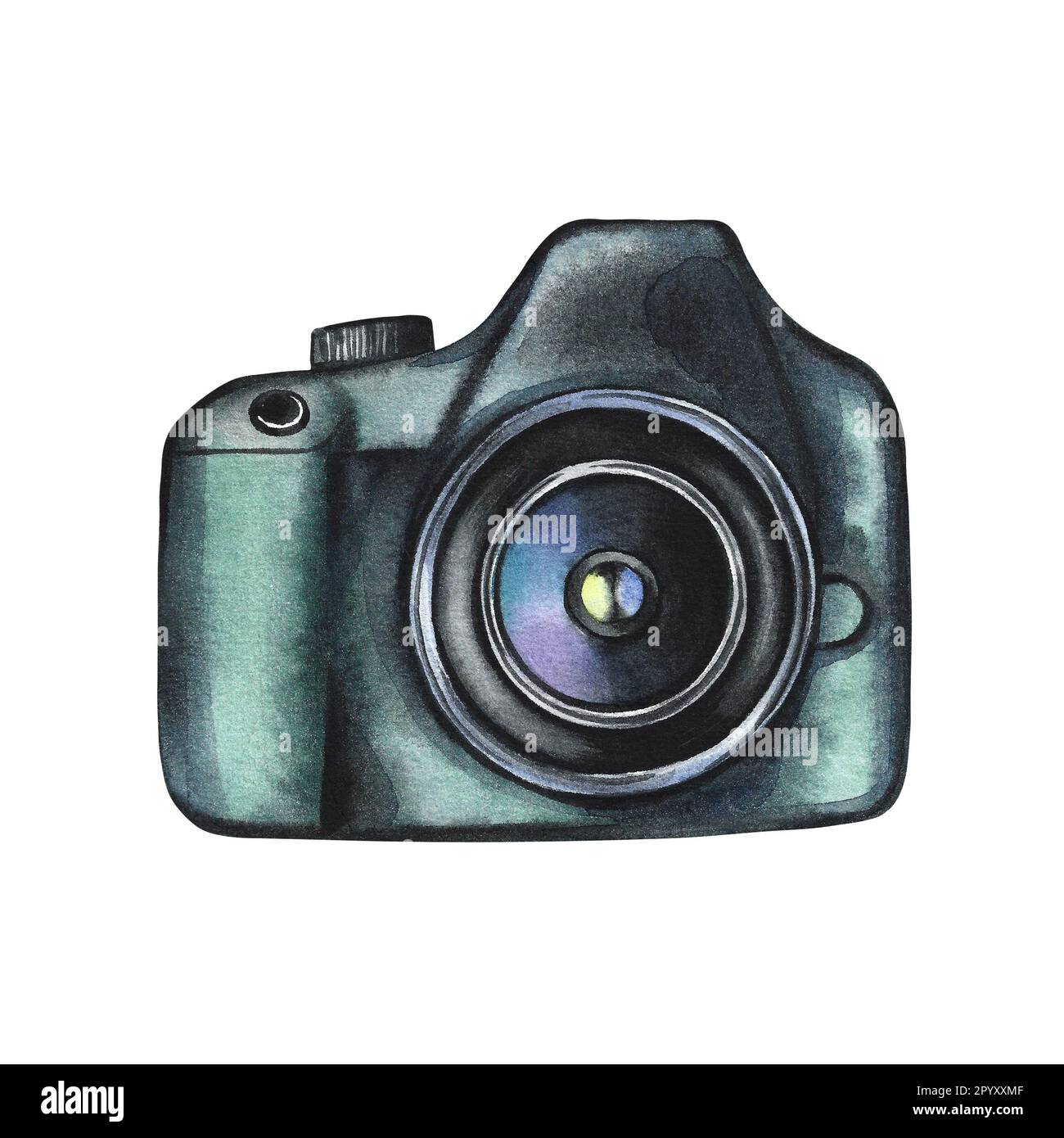 Camera. Isolated on white background. Watercolor hand drawn ...