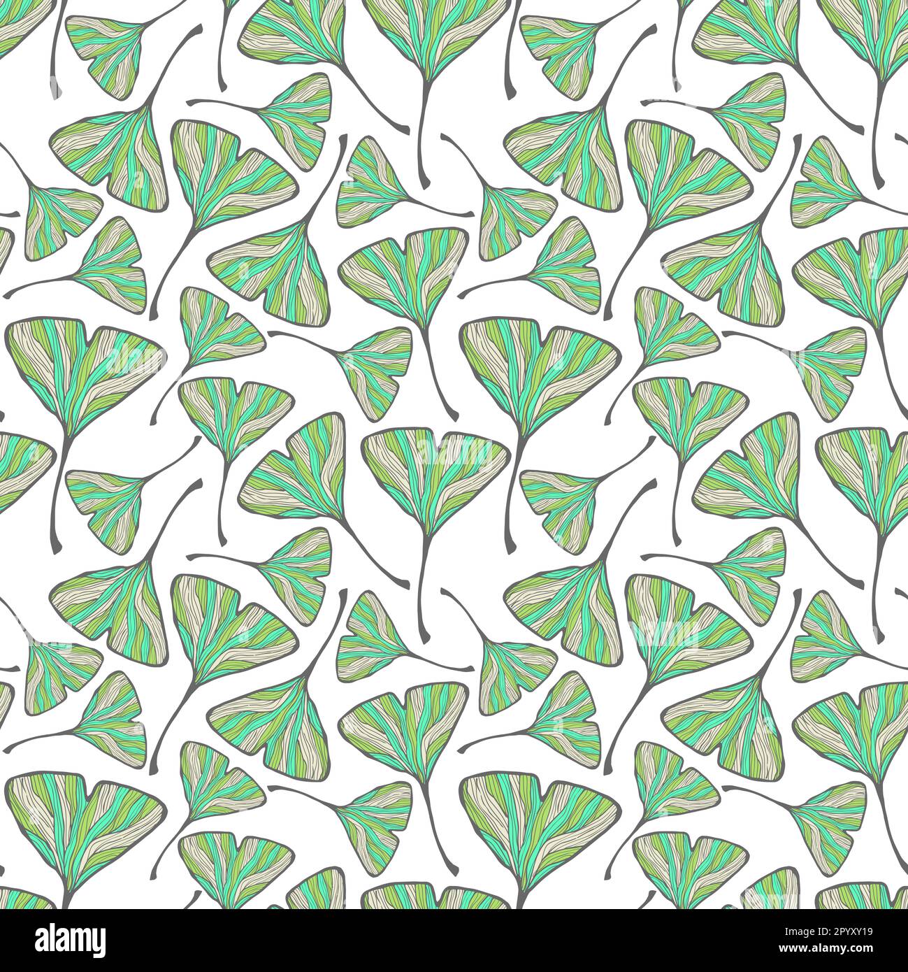 Ginkgo biloba green leaves seamless pattern vector design. Natural ...