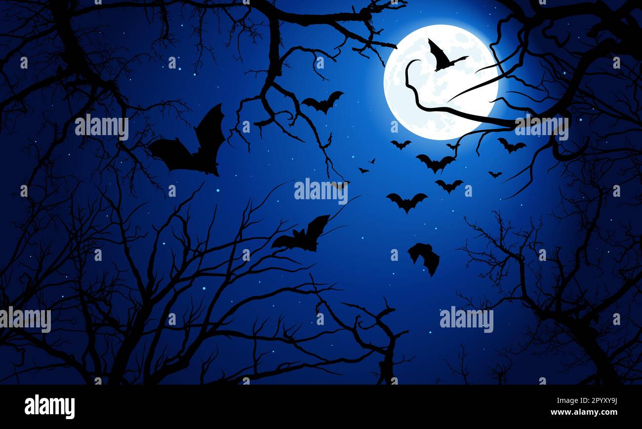 Spooky background for halloween with scary tree Stock Vector Image ...