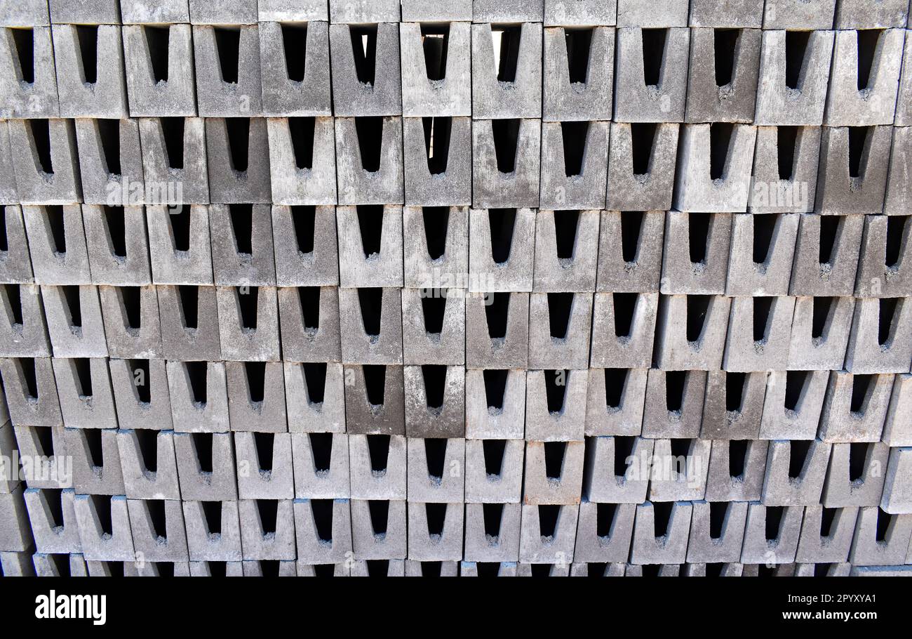 Stacked cement bricks pattern background Stock Photo - Alamy