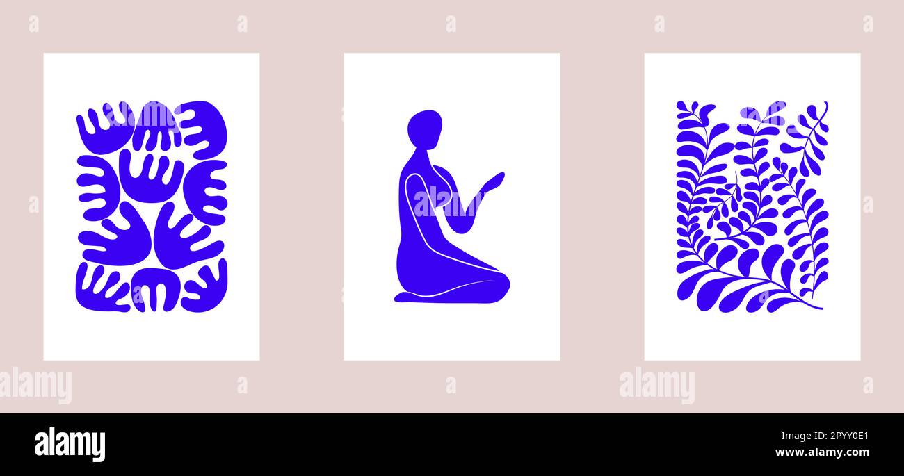 Inspired Matisse abstract figures vector. Floral Matisse collage poster ...