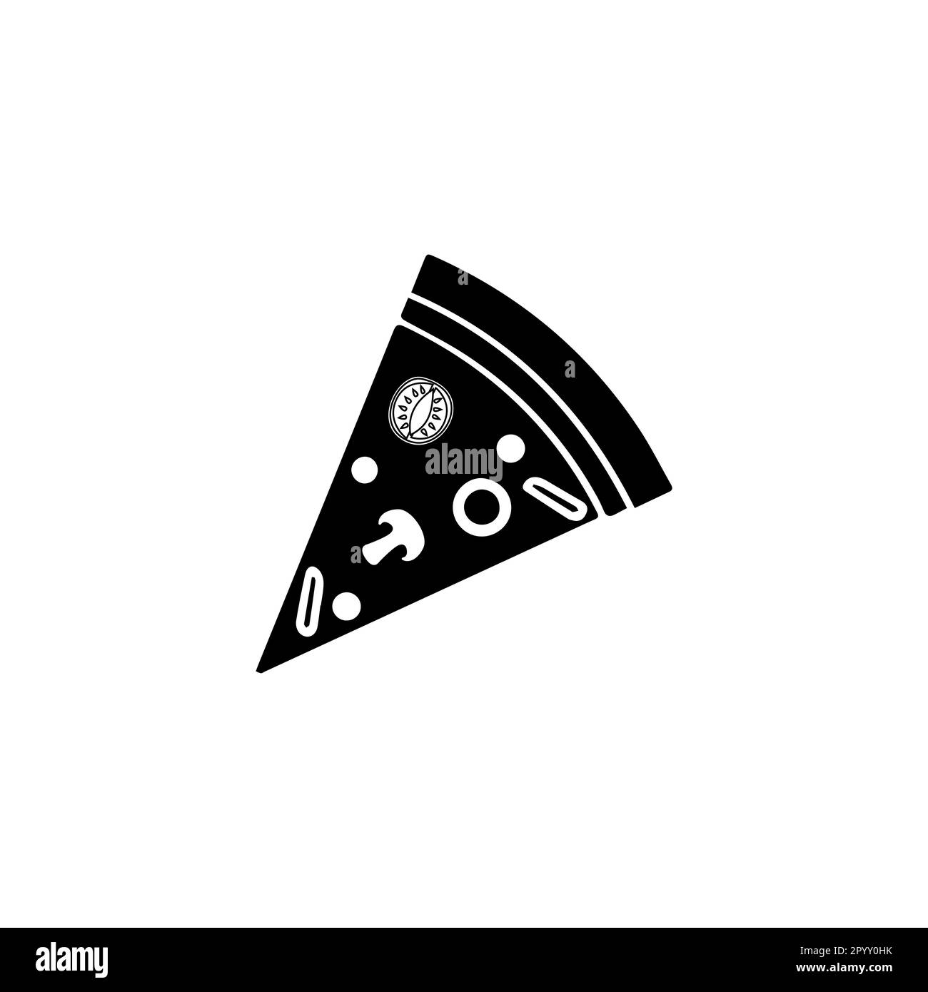 Pizza slice flat line icon. Pizza slice with pepperoni flat icon for ...