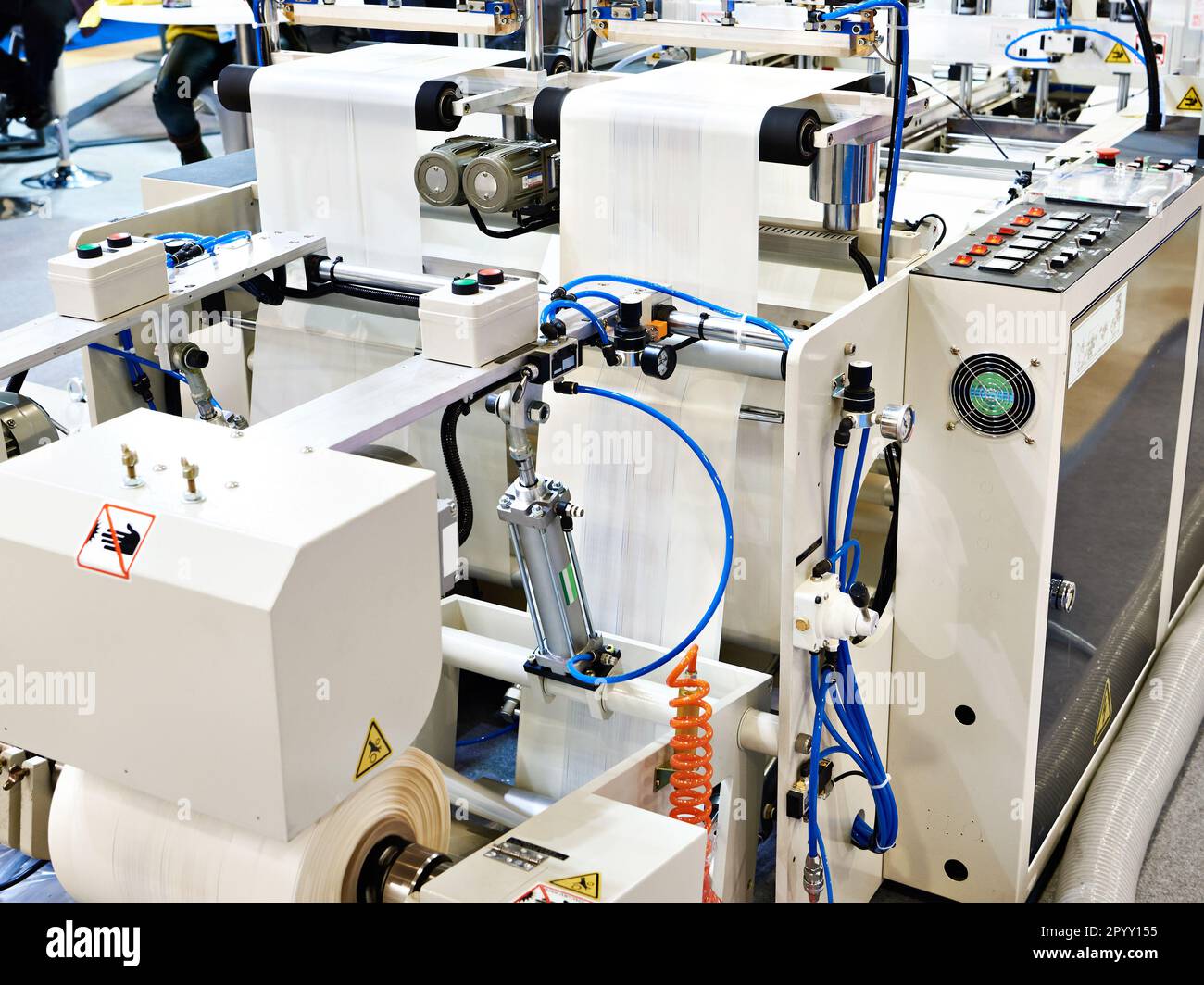 Control panel of machine for the production of plastic bags Stock Photo ...