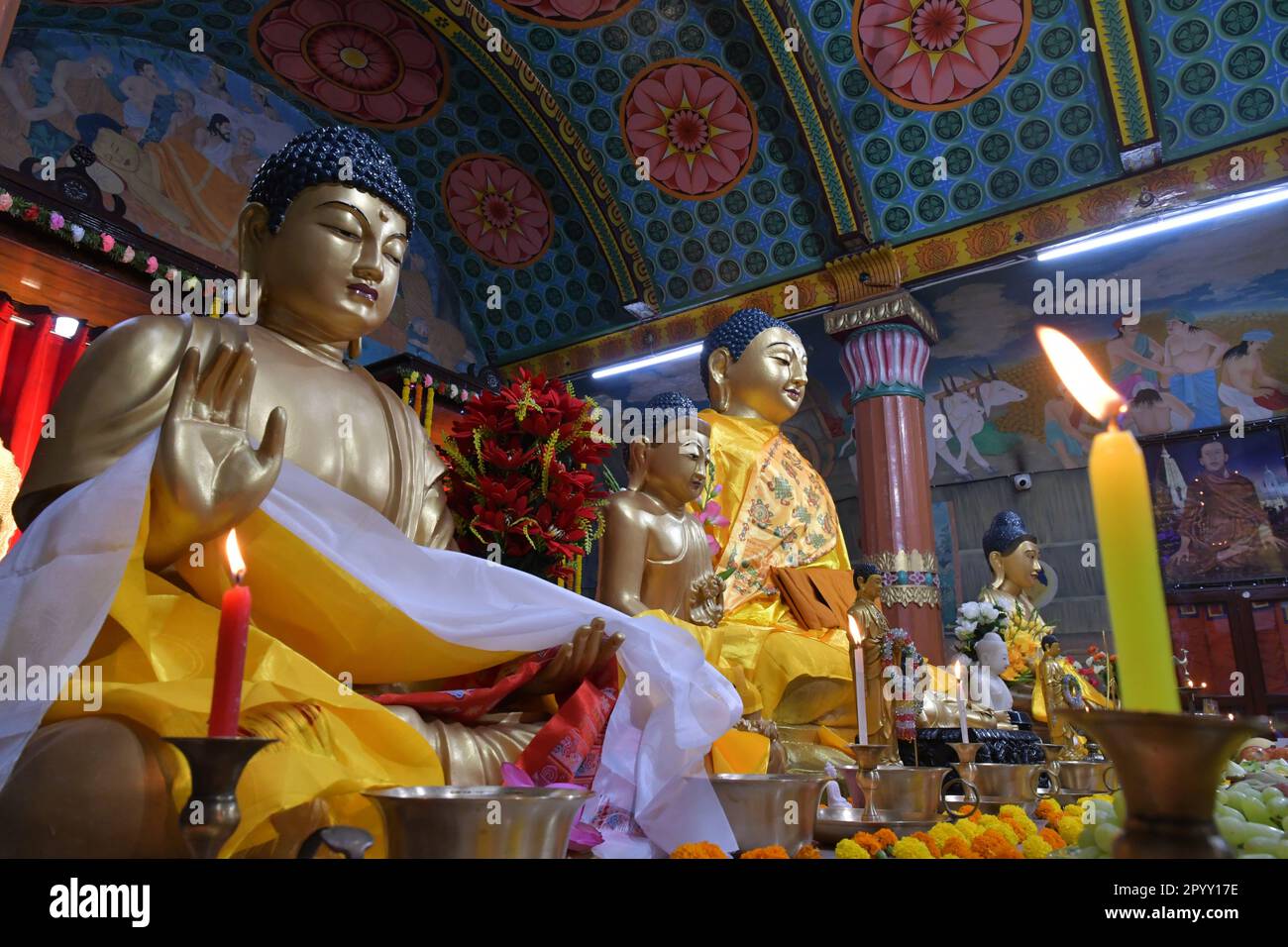 Kolkata, India. 05th May, 2023. Burning candles seen in front of the ...