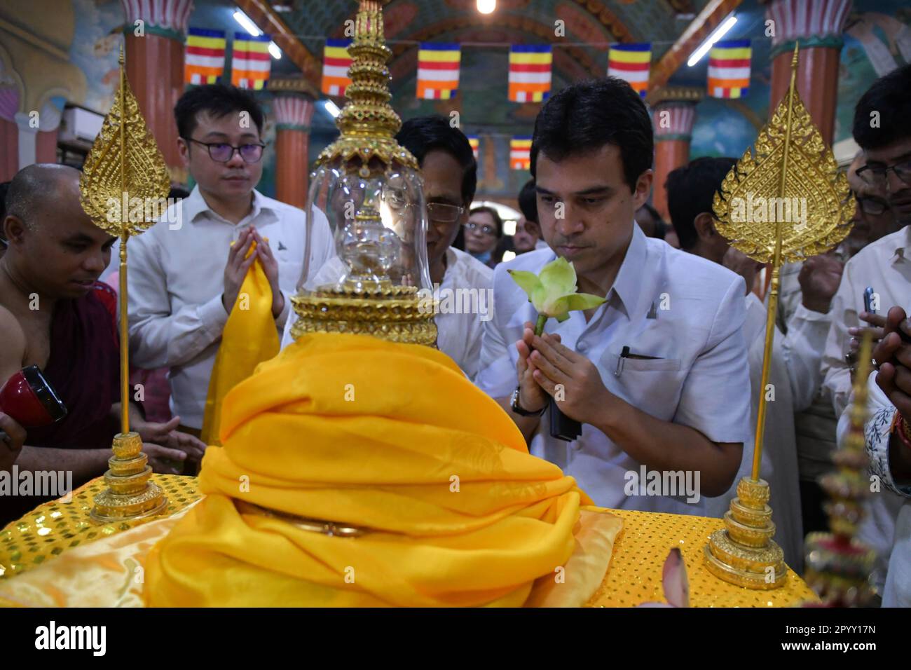 Kolkata, India. 05th May, 2023. Buddhist devotees offer prayers in ...