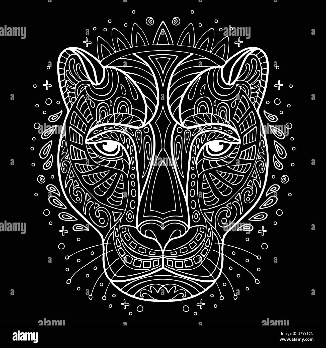 Vector decorative doodle ornamental Panther head. Abstract vector ...