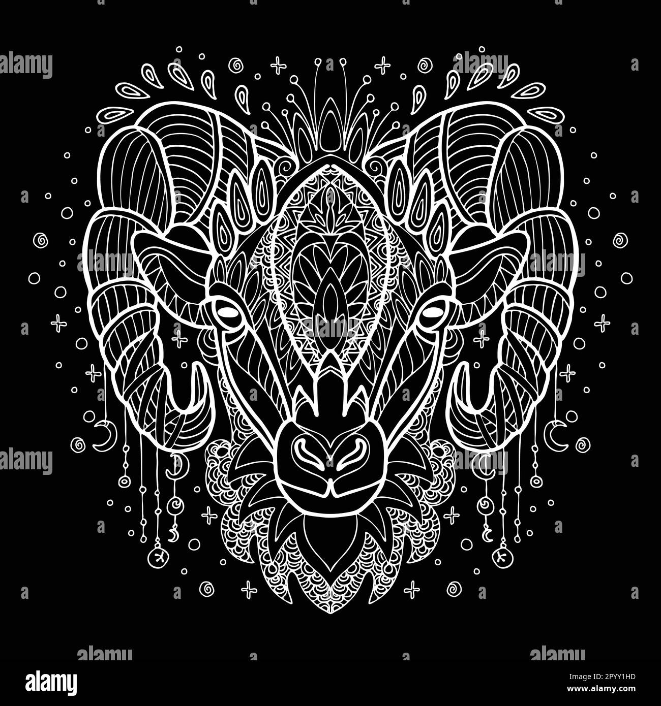 Vector decorative doodle ornamental Sheep head. Abstract vector ...