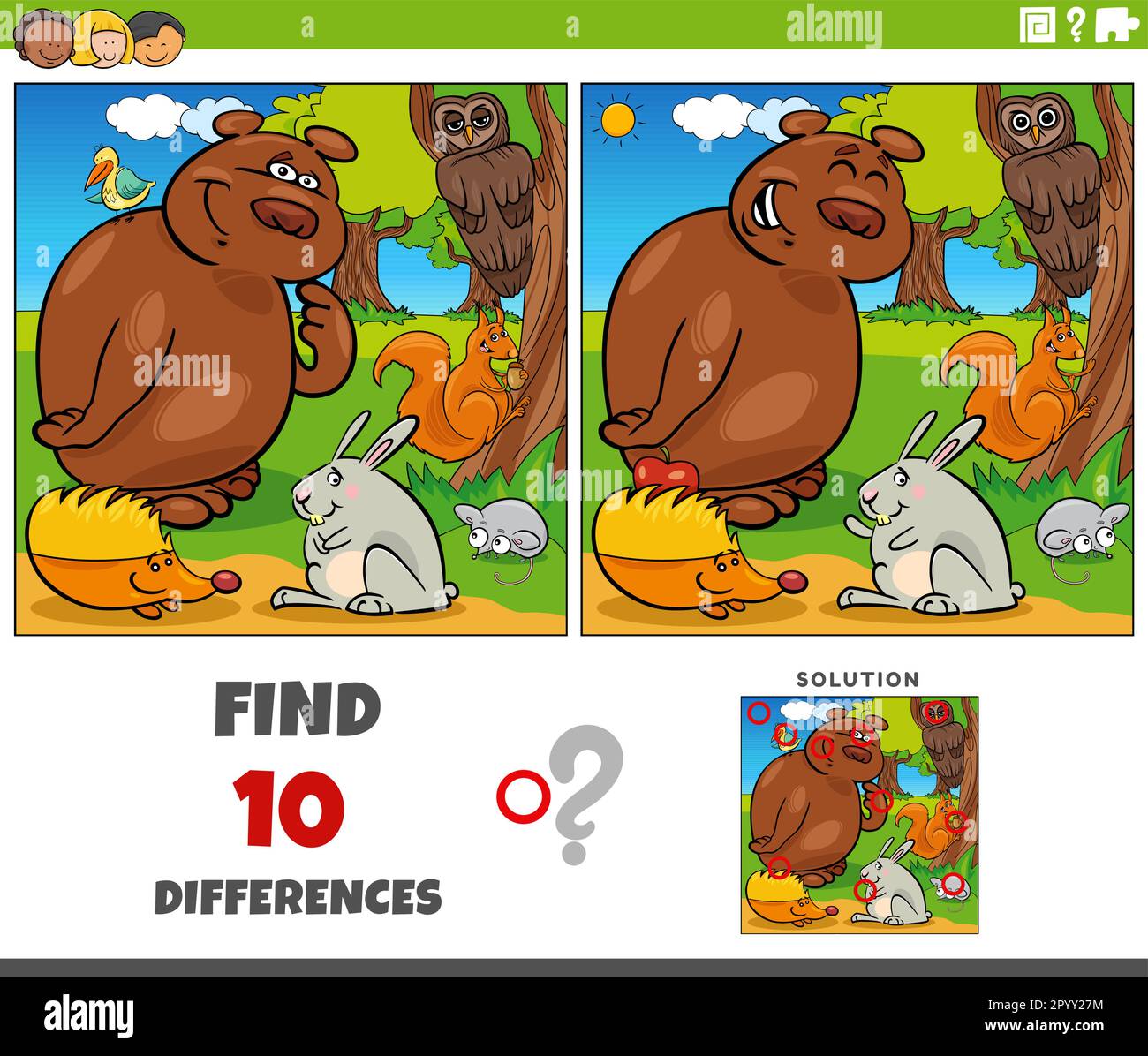 Cartoon illustration of finding the differences between pictures ...