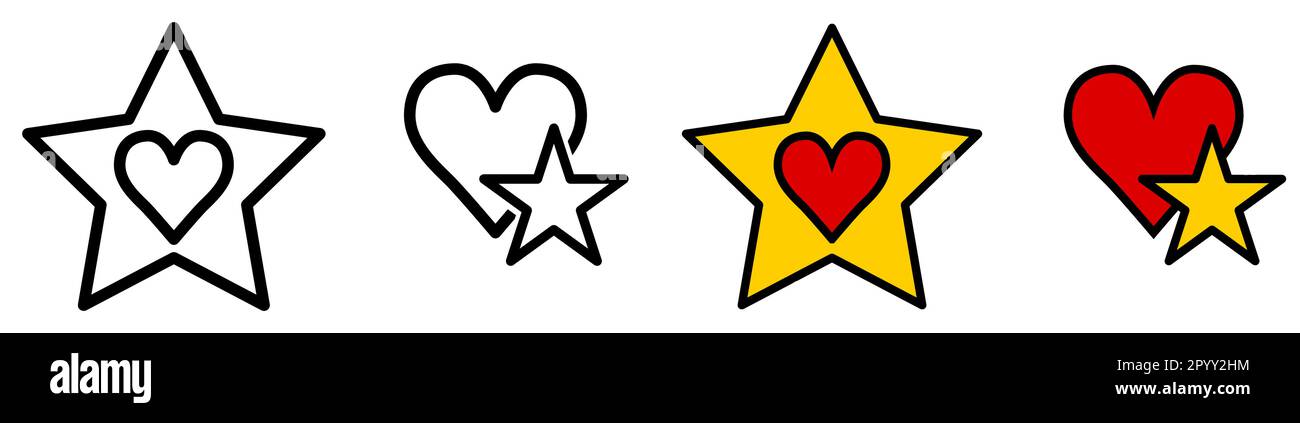 Simple star and heart icon combined, one object inside other Stock ...