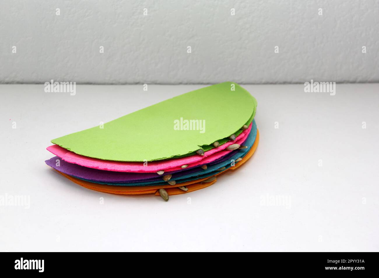 Typical mexican candy colored wafers glued with honey decorated with ...