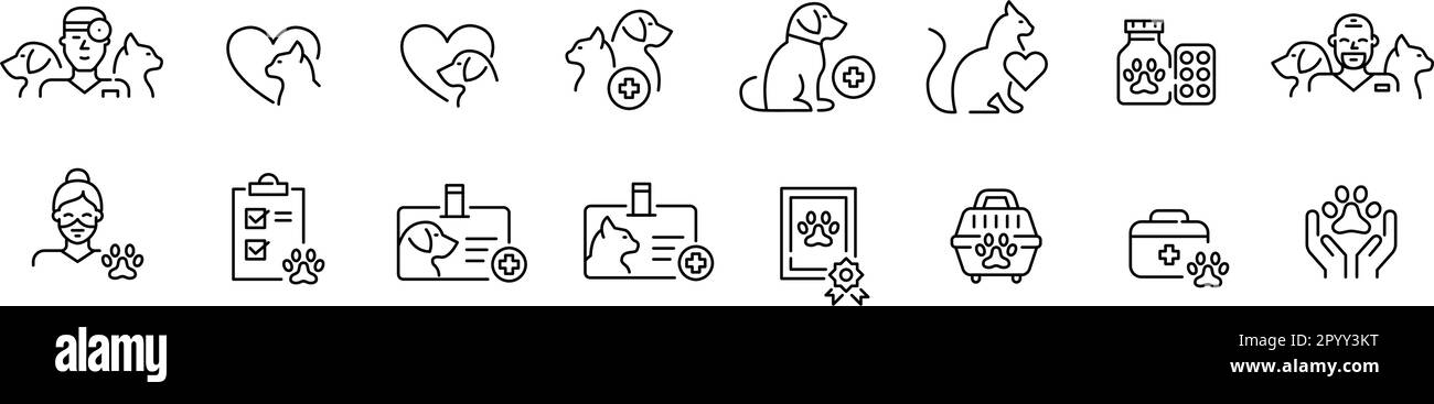 Pet healthcare. Veterinary clinic. Pixel perfect, editable stroke icons ...