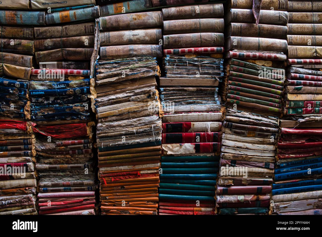Ruined books at the high water library in Venice Stock Photo - Alamy