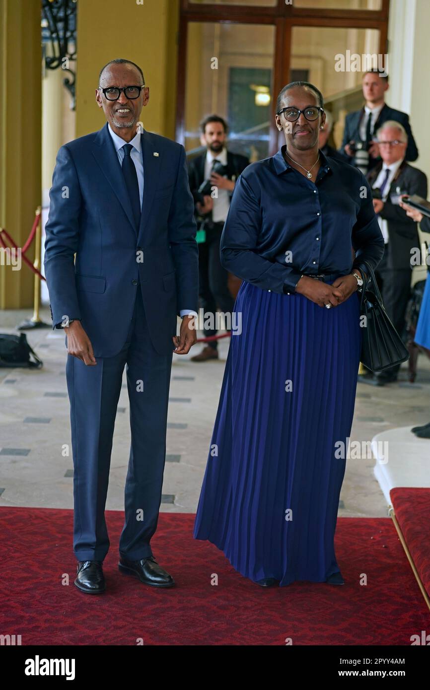 President of Rwanda, Paul Kagame and Jeannette Kagame, the First Lady of Rwanda arrive for a ...
