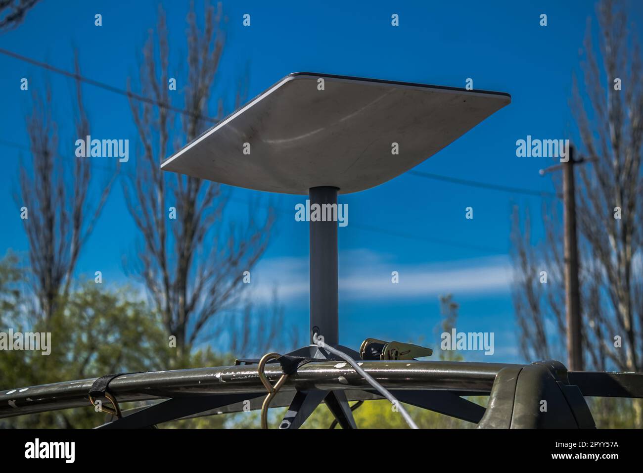 Ukrainian soldier using Starlink, a satellite internet constellation ...