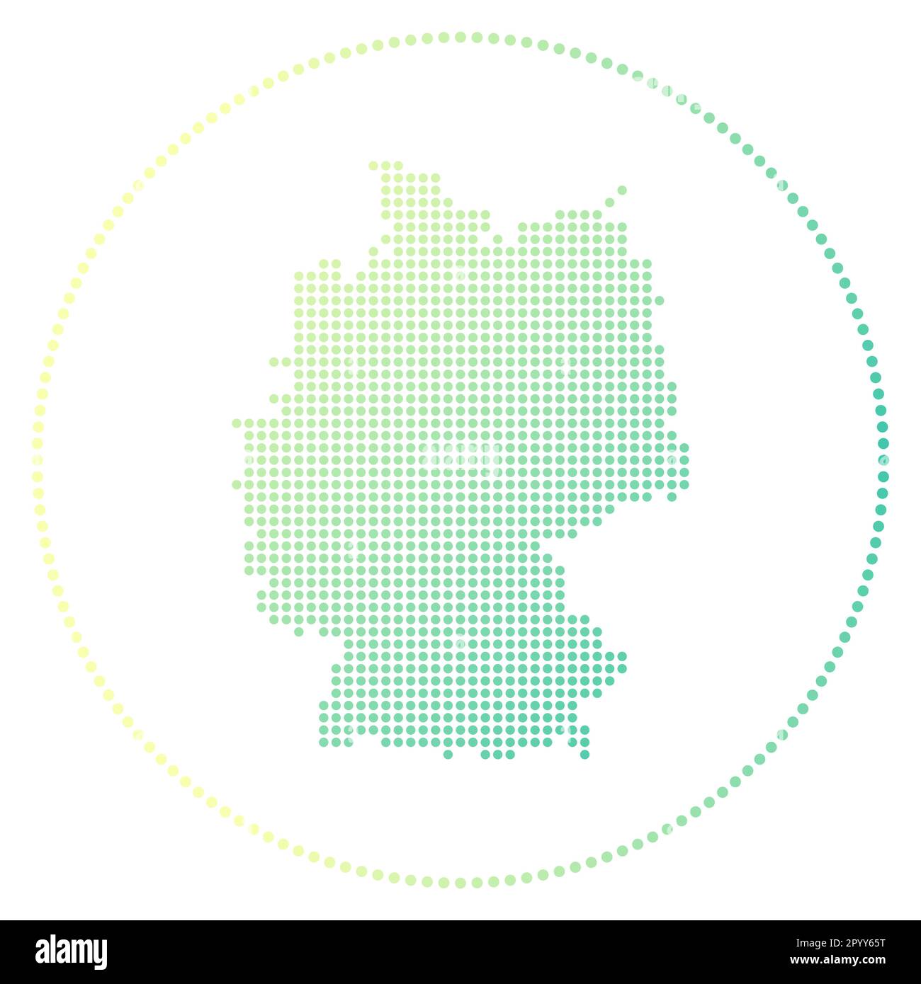 Germany digital badge. Dotted style map of Germany in circle. Tech icon ...