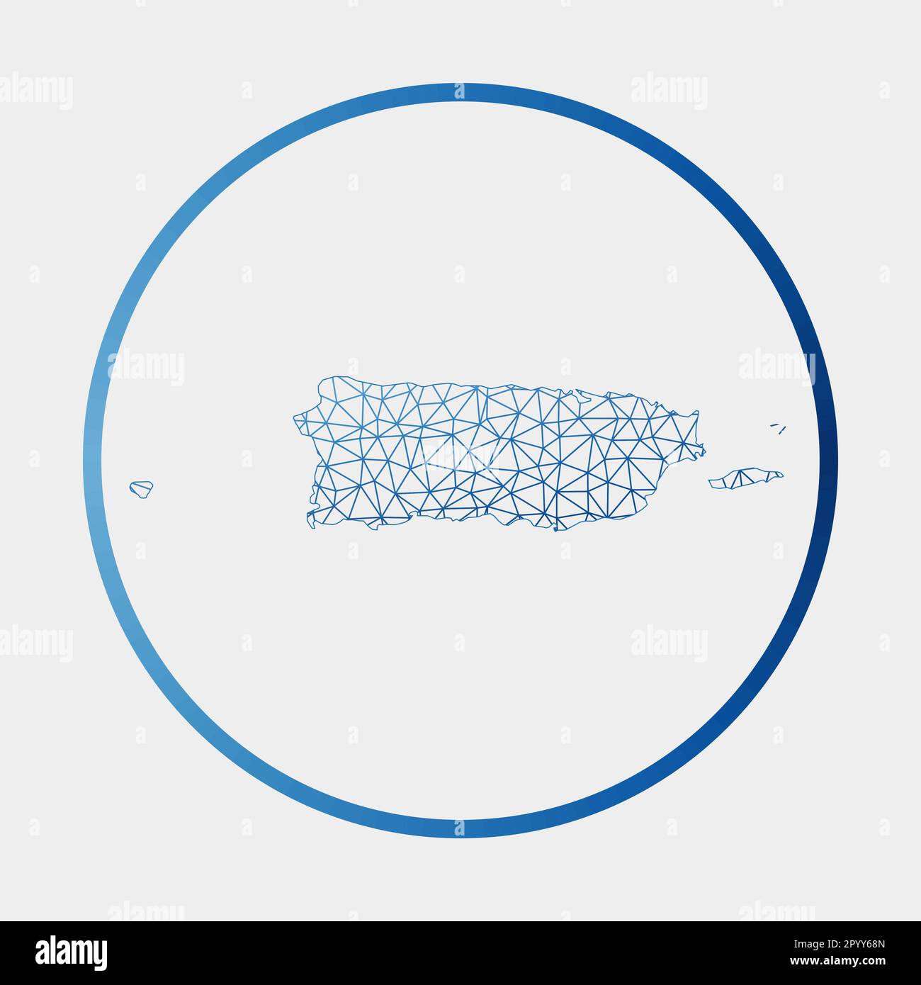 Puerto Rico icon. Network map of the country. Round Puerto Rico sign ...