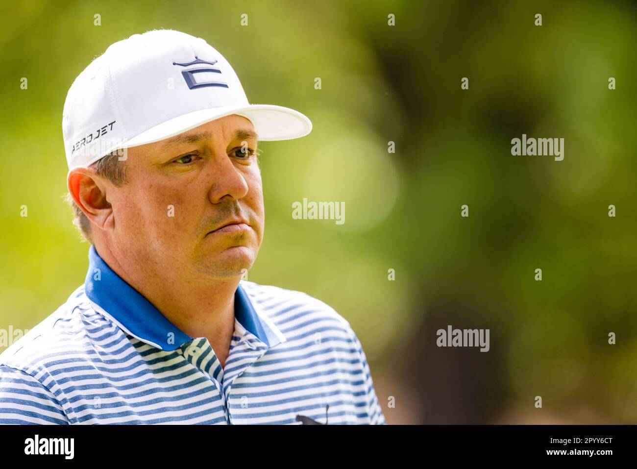 Charlotte, NC, USA. 5th May, 2023. Jason Duffner walks off the 6th ...