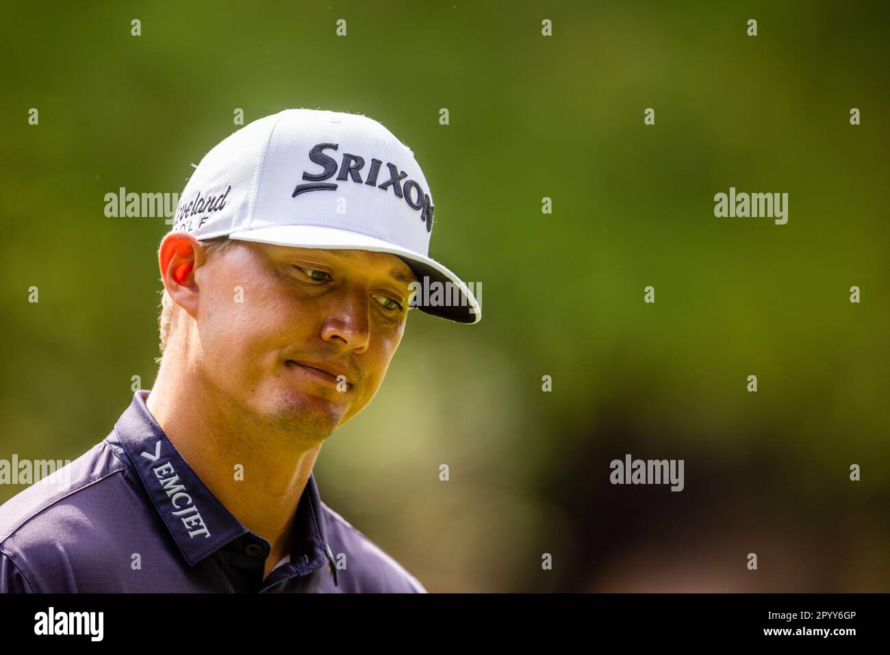 Charlotte, NC, USA. 5th May, 2023. Max McGreevy walks off the 6th green ...