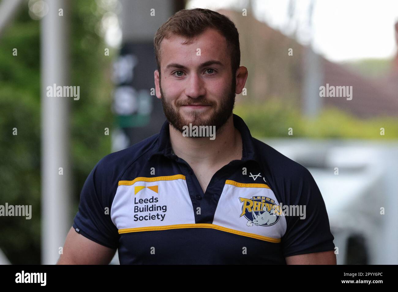 Jarrod O’Connor #14 of Leeds Rhinos arrives at Headingley Stadium ahead ...