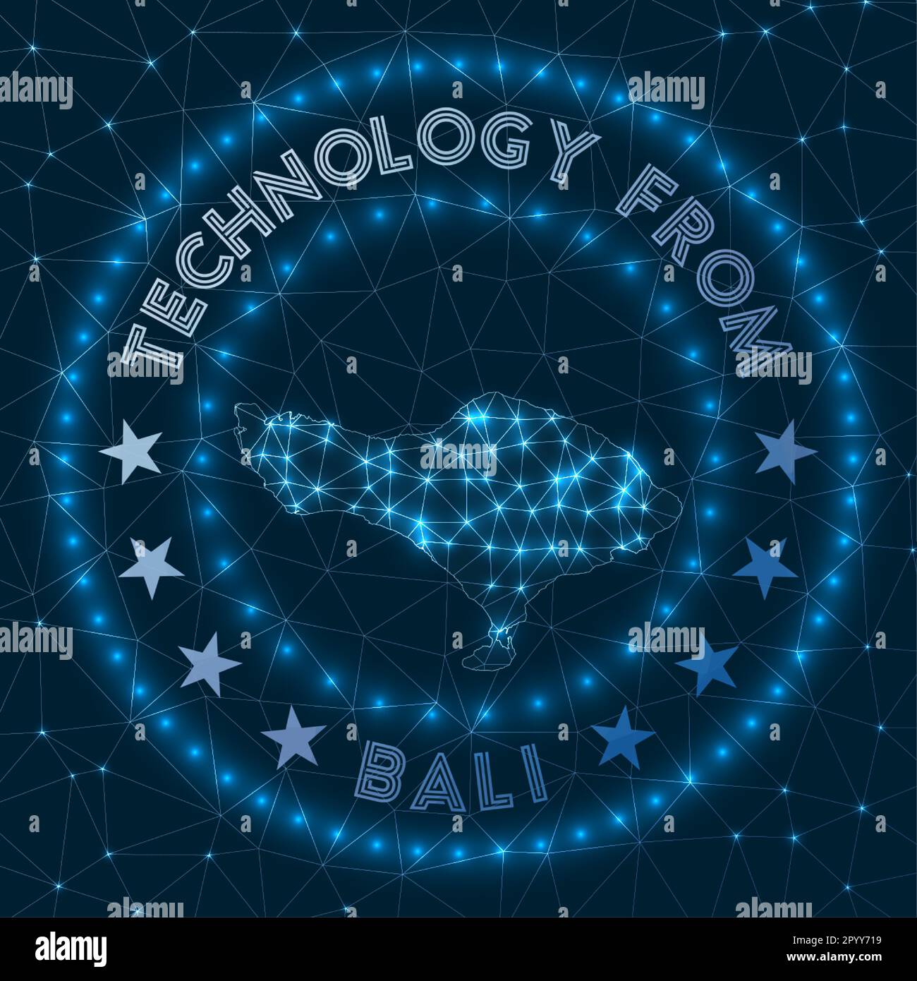 Technology From Bali. Futuristic geometric badge of the island ...