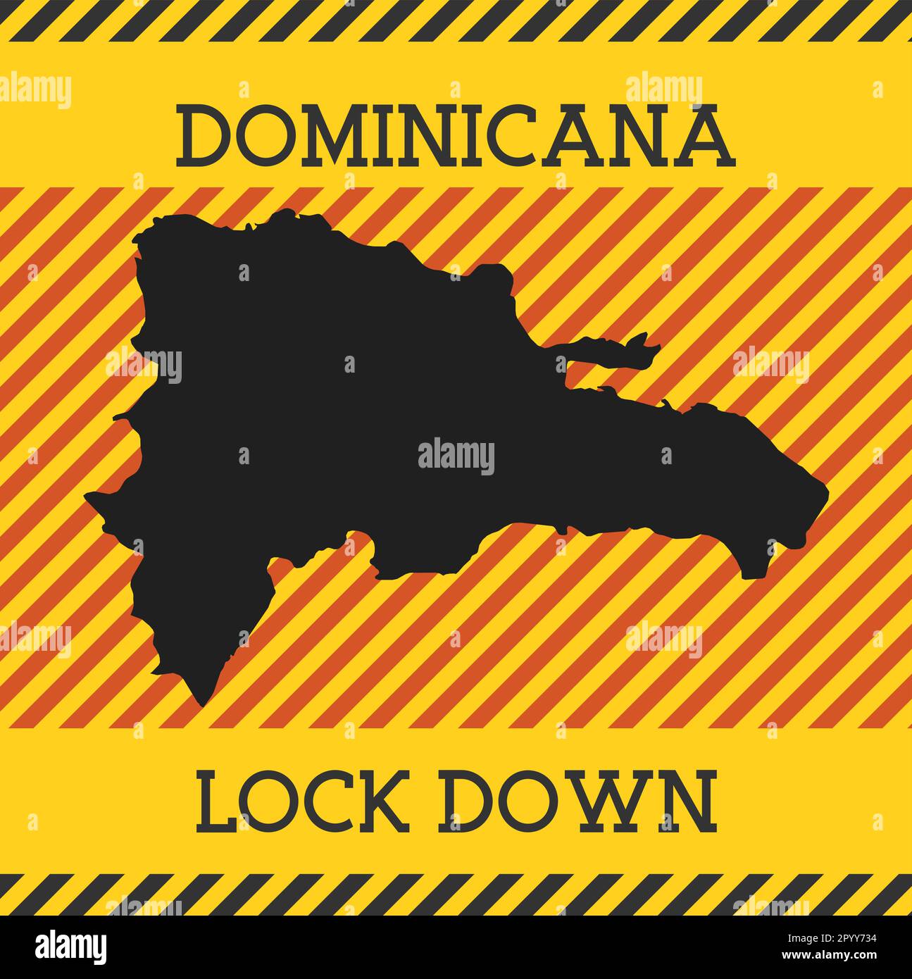 Dominicana Lock Down Sign. Yellow country pandemic danger icon. Vector ...