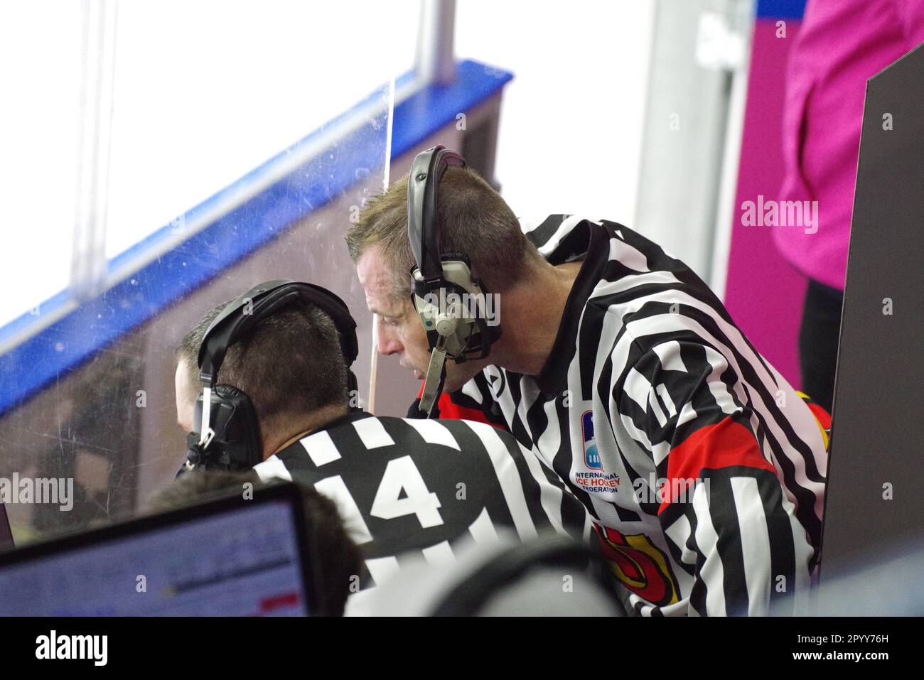 Nottingham, 5 May 2023. Referees Andrew Dalton and Atilla Nagy ...