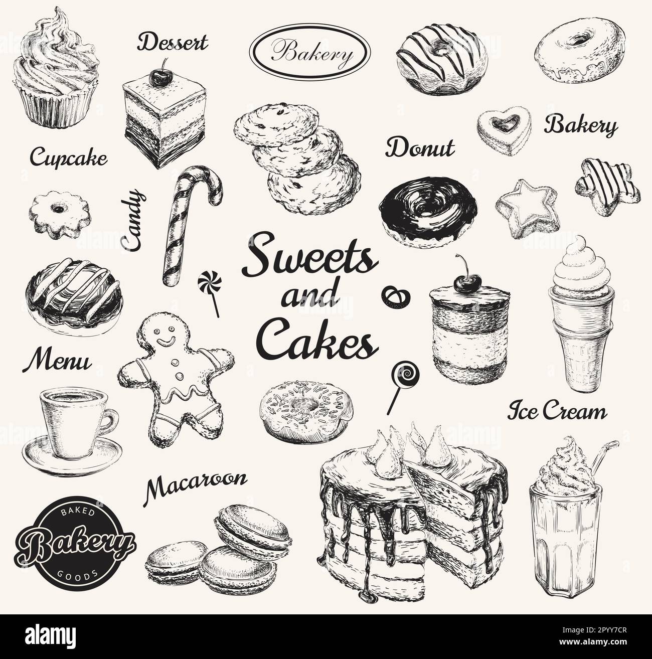 Sweets hand drawing donut Stock Vector Images - Alamy