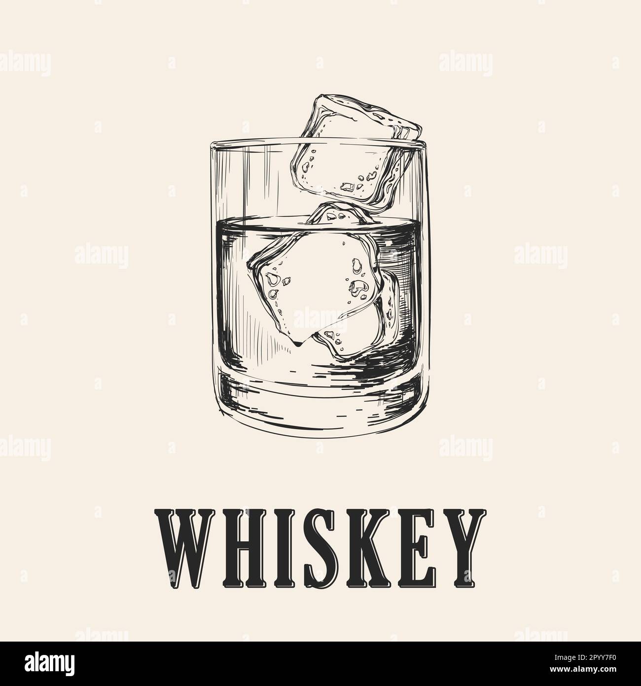 Whiskey Glass. Hand Drawn Drink Vector Illustration Stock Vector Image ...