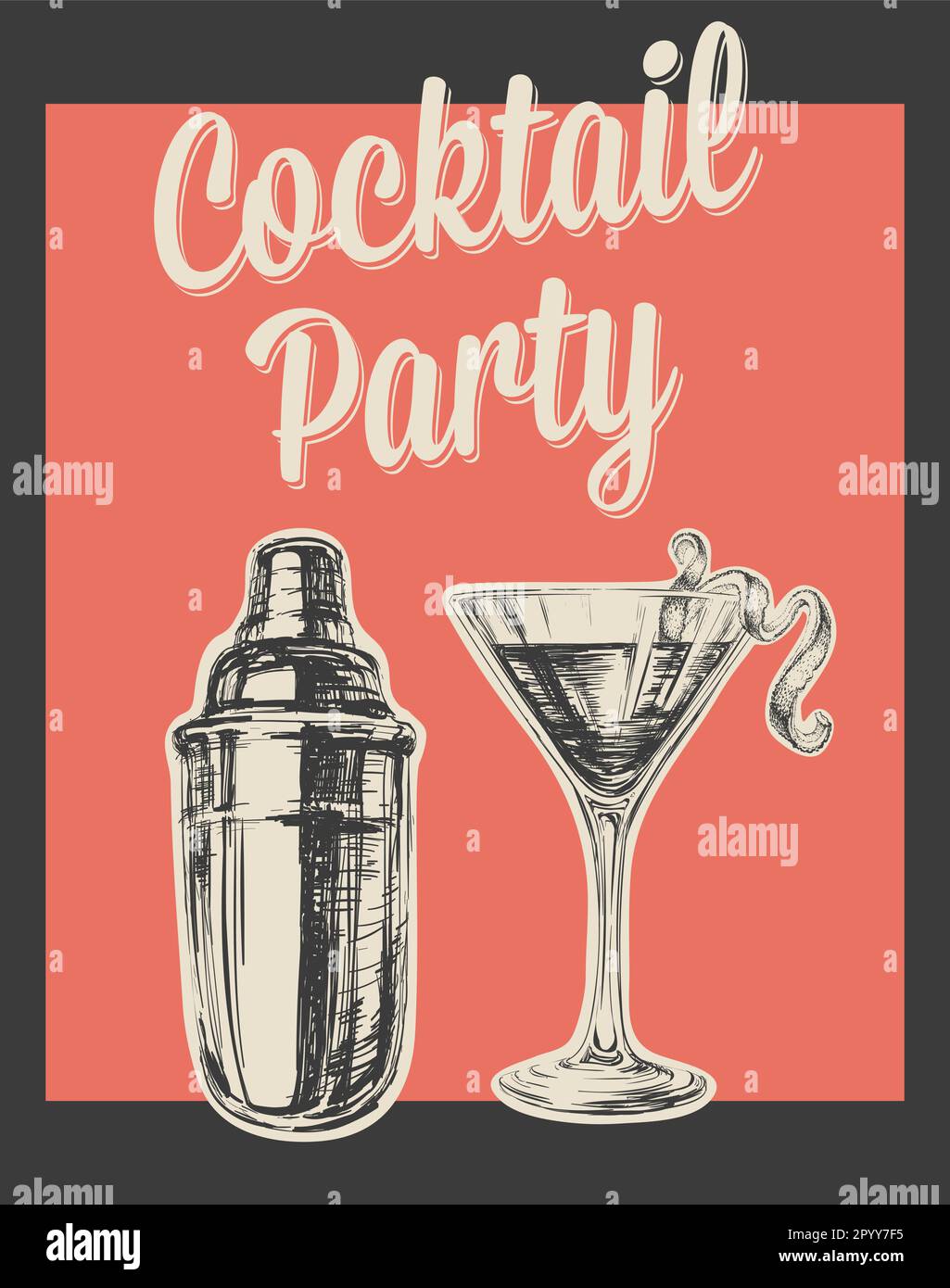 Vintage cocktail shaker poster Stock Vector Images - Alamy