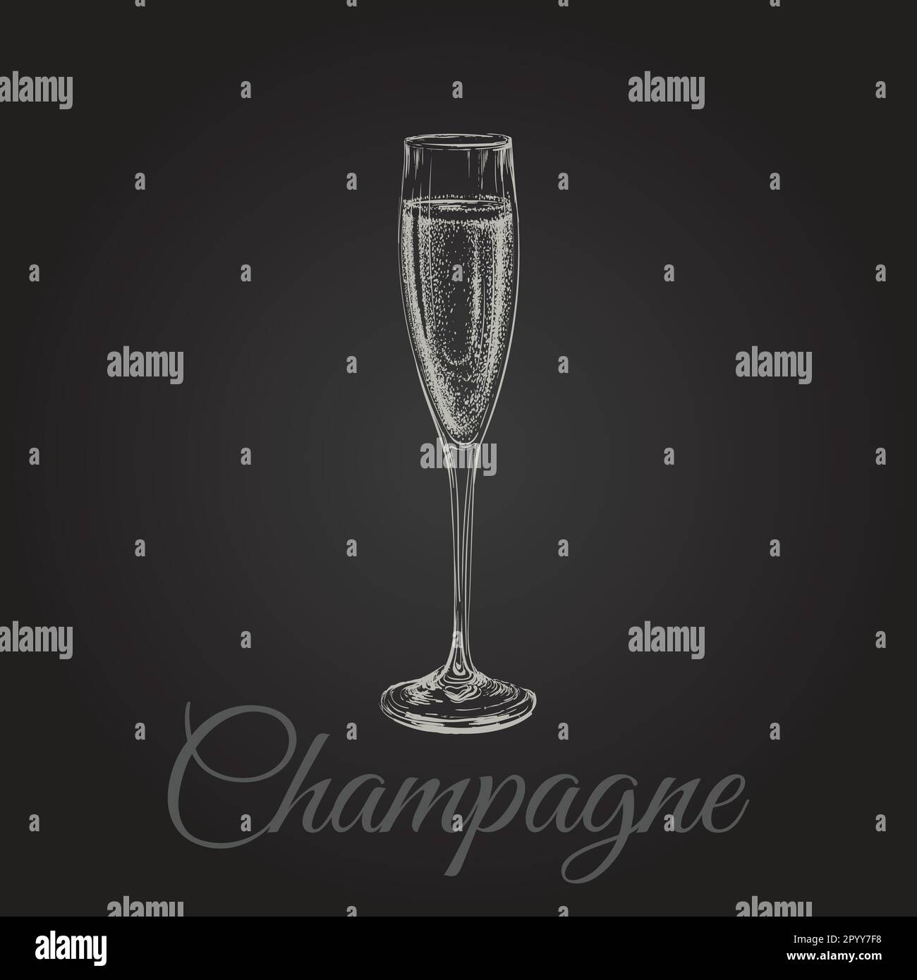 Champagne Glass Hand Drawing Vector Illustration Bubbles. Alcoholic ...