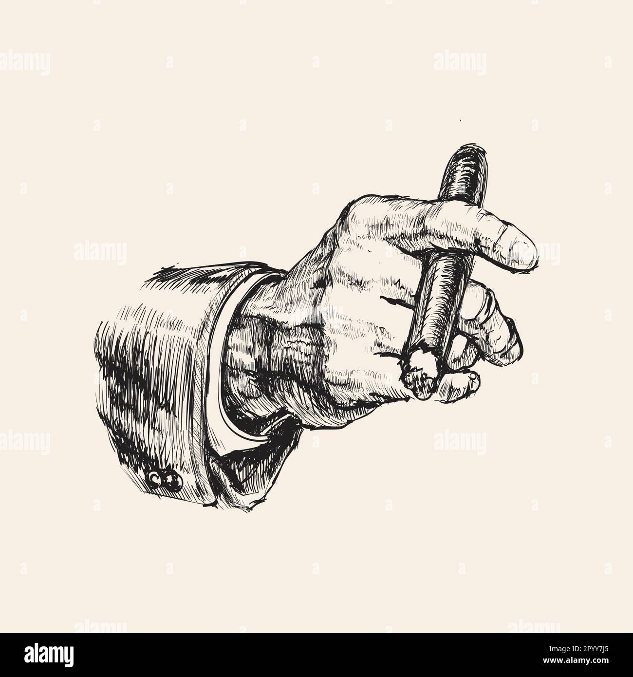 Hand With Cigar Hand Drawn Vector Illustration Hand With Cigar Hand ...