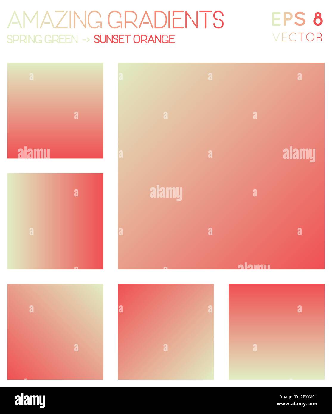 Colorful gradients in spring green and sunset orange color tones ...