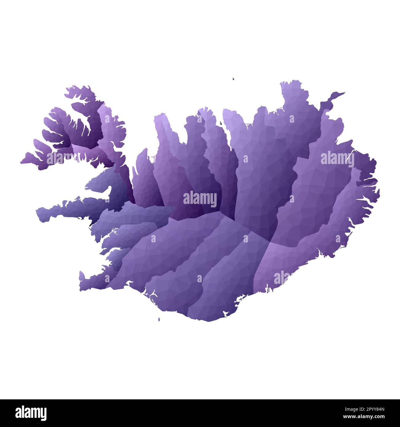 Iceland map. Geometric style country outline. Ravishing violet vector ...