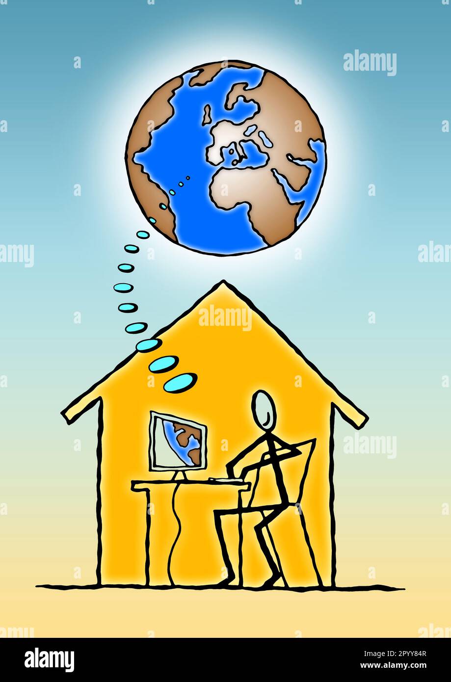 Smart working concept image with a person working from home using the ...