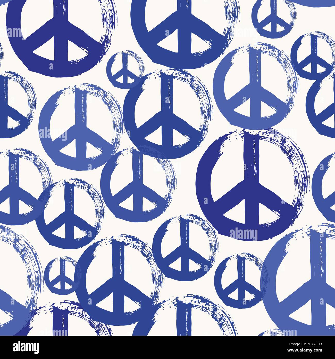 Peace and love symbol in brushstroke paint seamless pattern ...