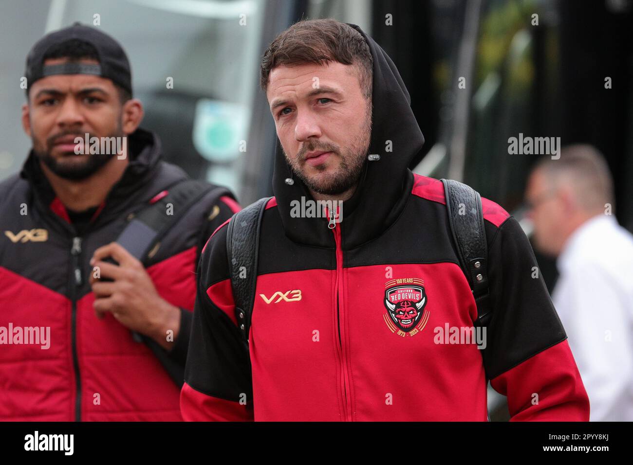 Ryan Brierley #1 of Salford Red Devils arrives at Headingley Stadium ...