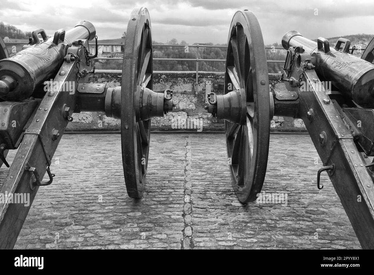 the Munot 18th century cannons in Schaffhausen, Switzerland Stock Photo ...