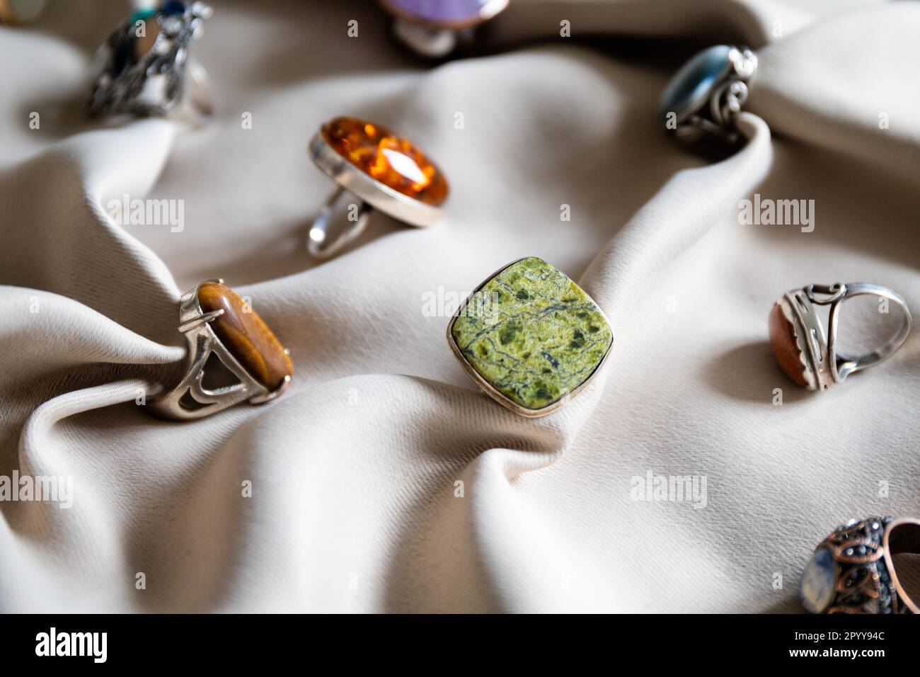 Many different silver rings hi-res stock photography and images - Alamy