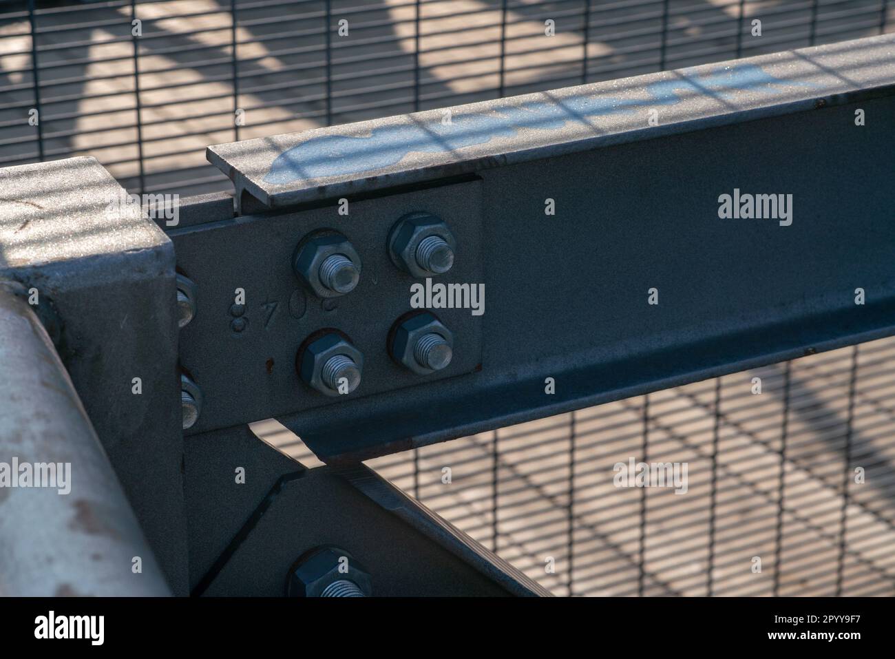 pedestrian walkway, construction detail of bolted metal beams Stock ...