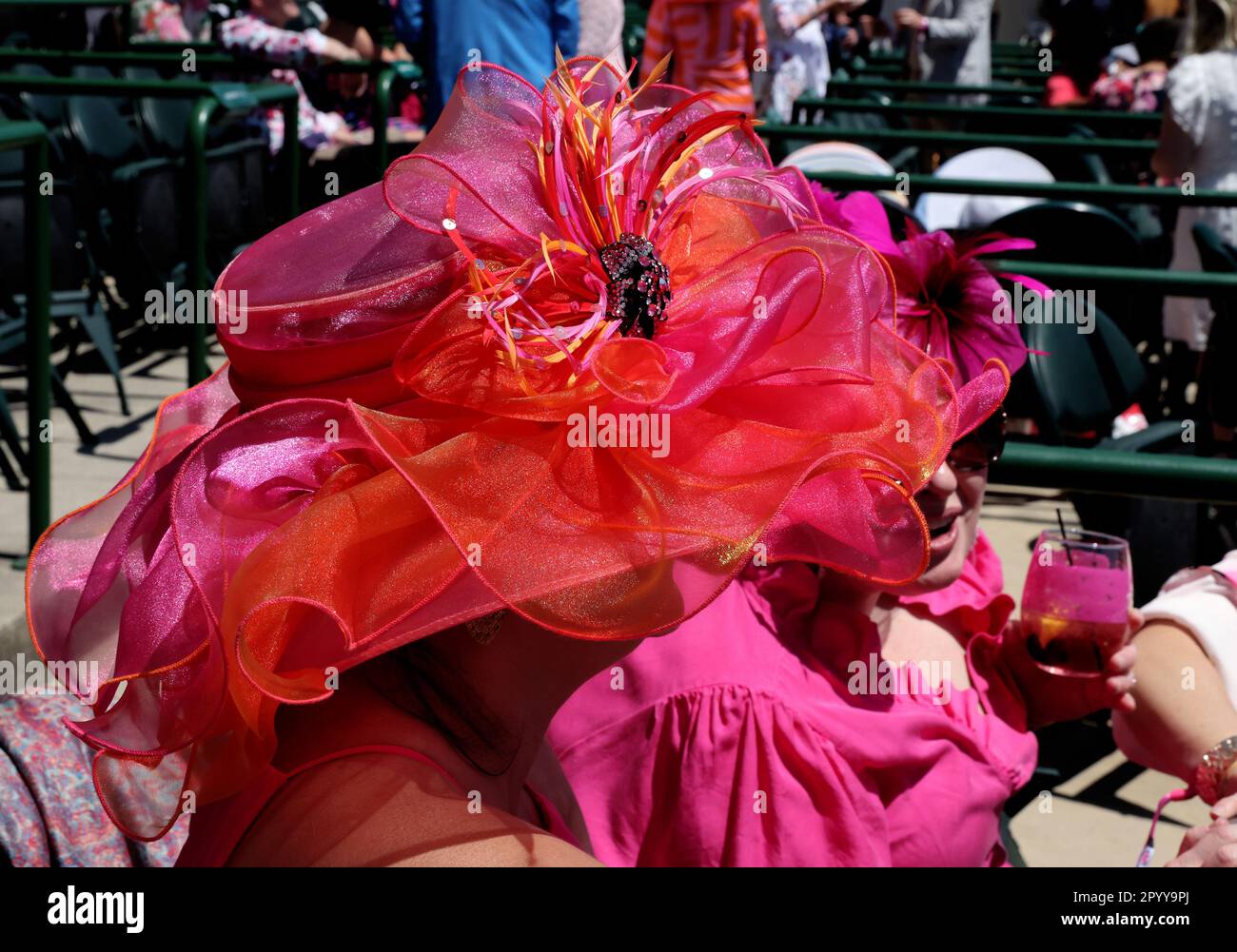 Louisville, United States. 08th Feb, 2022. Horse racing fans show off ...