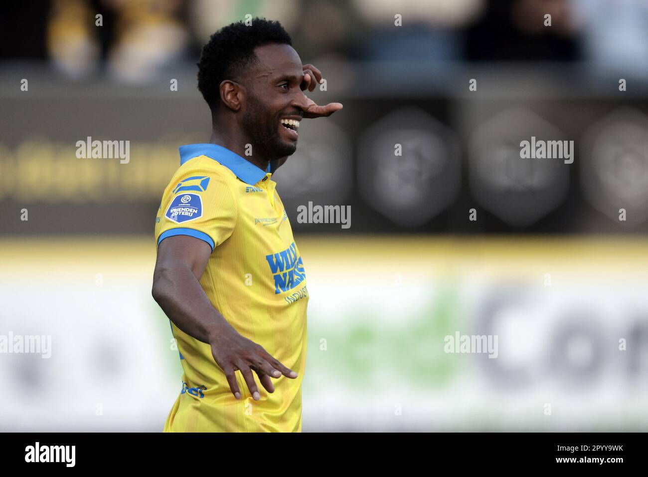 WAALWIJK - (lr) Florian Jozefzoon of RKC Waalwijk celebrates the 2-0 ...