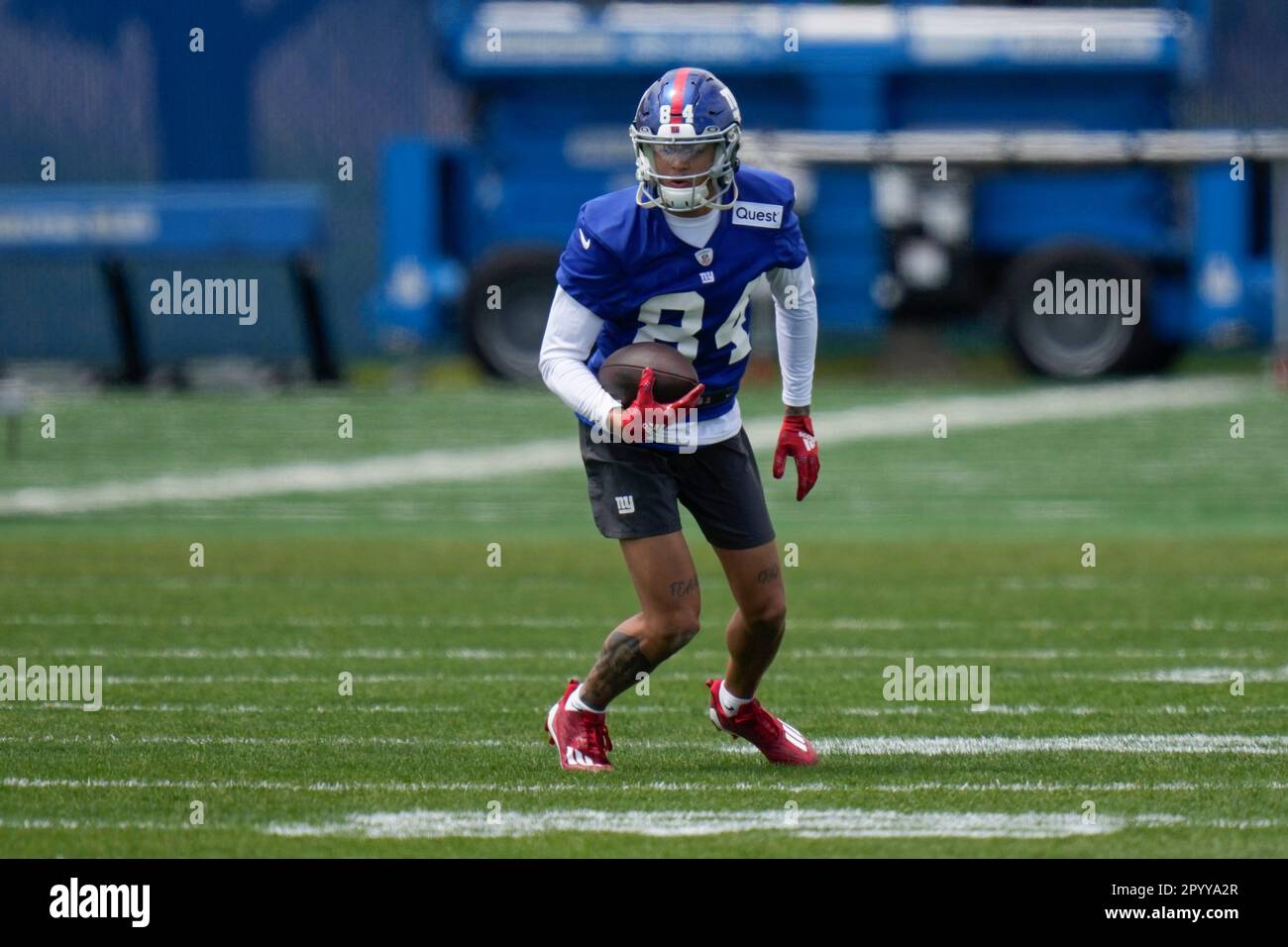 Wide receiver Jalin Hyatt participates in an NFL football rookie camp ...