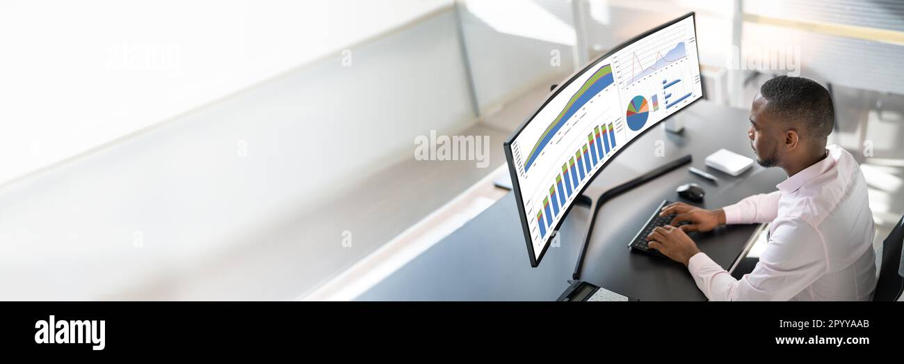 Financial Business Analytics Data Dashboard. Analyst Man Stock Photo ...