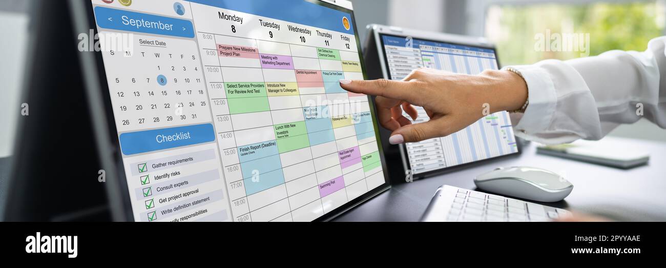Gantt Employee Time Sheet Chart And Business Schedule Stock Photo - Alamy