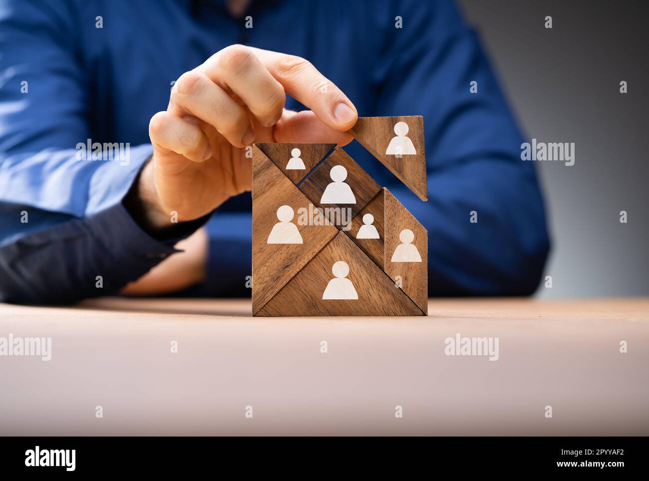 HR Recruitment Hand Making Tangram Puzzle. Talent Management Stock ...