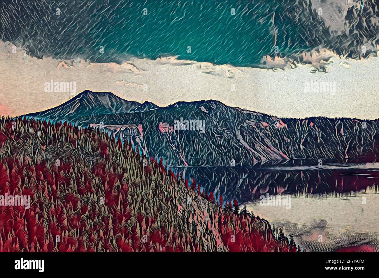 Oregon landscape illustration hi-res stock photography and images - Alamy