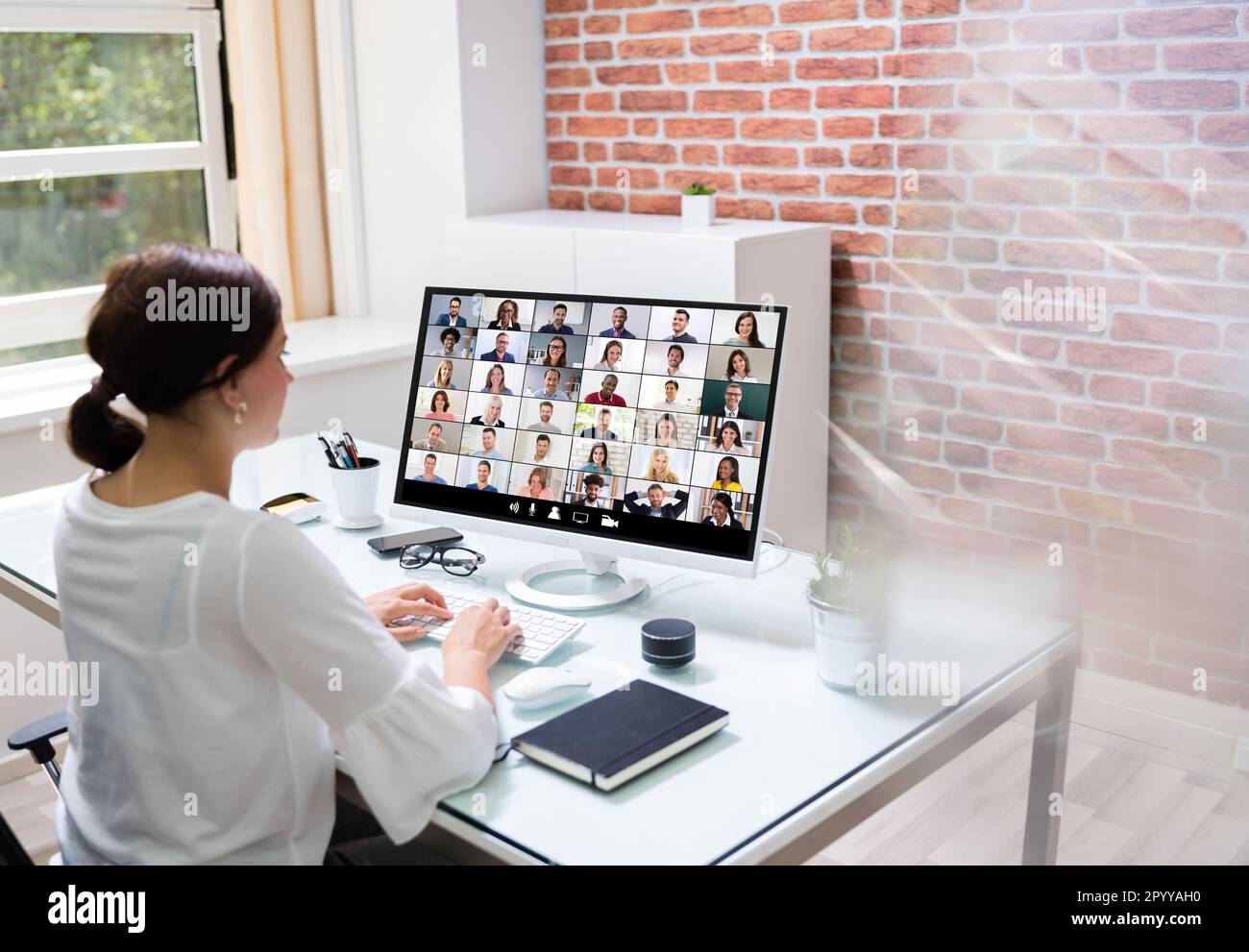 Online Video Conference Call. Remote Webinar Meeting Stock Photo - Alamy