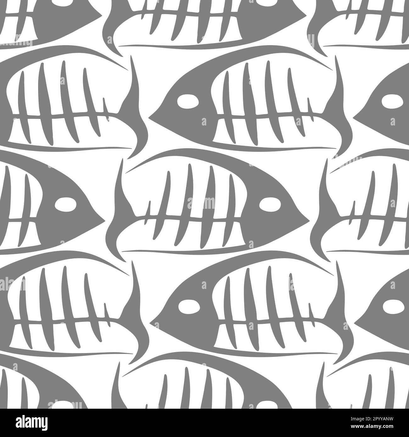 graphic gray and white fish skeletons seamless pattern, texture ...