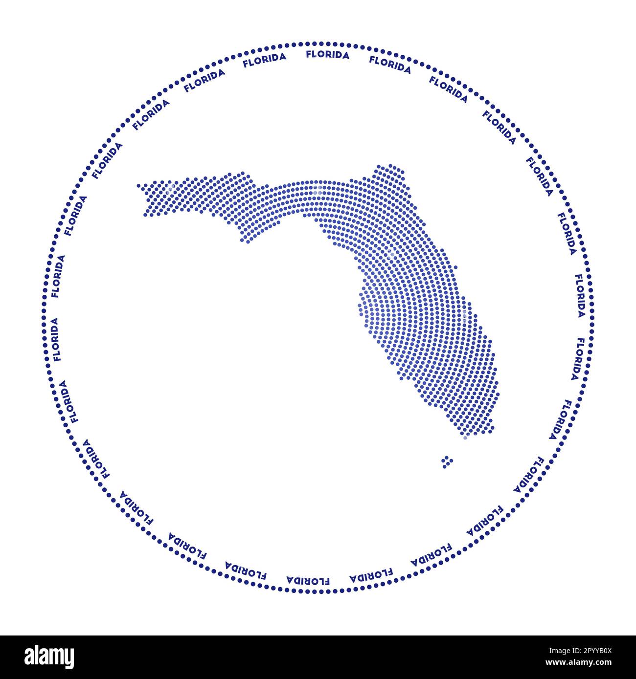 Florida round logo. Digital style shape of Florida in dotted circle ...